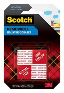 3m 108 scotch removable mounting squares, 1″ x 1″, white