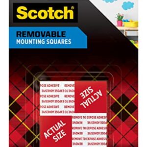 3M 108 Scotch Removable Mounting Squares, 1" x 1", White