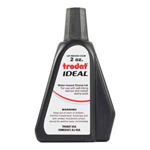 trodat as-tro52734 ideal premium replacement ink for use with most self inking and rubber stamp pads, 2 oz, black