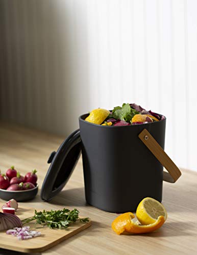 Bamboozle Kitchen Compost Bin – Indoor Countertop Food Composter, Made of Sustainable Bamboo Fiber | Graphite Color