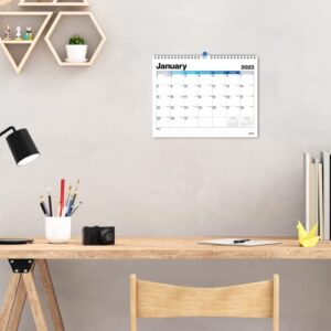 Dunwell Wall Calendar 2023 - (8.5x11, Blue Shades) Office Calendar 2023, Spiral Bound Hanging Calendar for Wall or Desk, Monthly Calendar 8.5 x 11