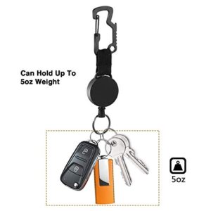 DELSWIN Retractable Key Chain Key-Rings - Heavy Duty Key Holder Belt Clip with Multitool Carabiner, Keychain Lanyard Badge Reels (Pack of 3)