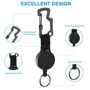 DELSWIN Retractable Key Chain Key-Rings - Heavy Duty Key Holder Belt Clip with Multitool Carabiner, Keychain Lanyard Badge Reels (Pack of 3)