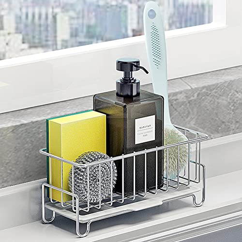 Kitchen Countertop Sponge Holder, SUS 304 Stainless Steel Dish SoapOrganizer, Basket for Cleaning and Scrub Tool, Kitchen Sink Brush Caddy Holder