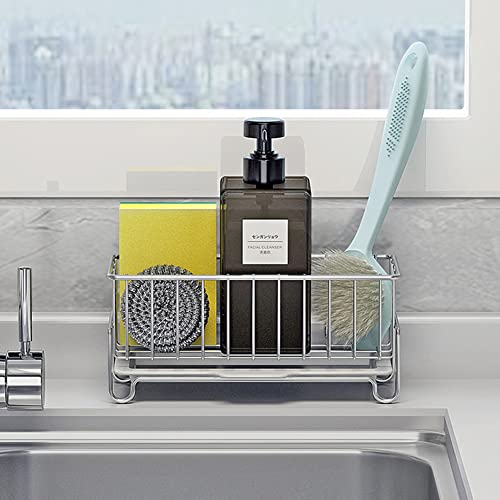 Kitchen Countertop Sponge Holder, SUS 304 Stainless Steel Dish SoapOrganizer, Basket for Cleaning and Scrub Tool, Kitchen Sink Brush Caddy Holder