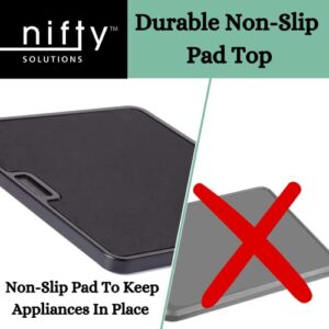 Nifty Medium Appliance Rolling Tray – Black, Home Kitchen Counter Organizer, Integrated Rolling System, Non-Slip Pad Top for Coffee Maker, Stand Mixer, Blender, Toaster