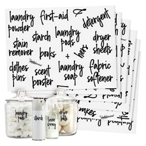 talented kitchen 141 laundry room labels for jars and containers, preprinted black script stickers for linen closet, bathroom organization, cleaning supplies (water resistant)