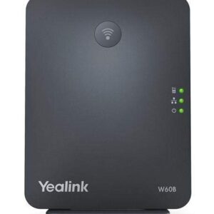 Yealink W60P Cordless DECT IP Phone and Base Station, 2.4-Inch Color Display. 10/100 Ethernet, 802.3af PoE, Power Adapter Included