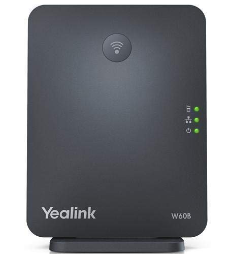 Yealink W60P Cordless DECT IP Phone and Base Station, 2.4-Inch Color Display. 10/100 Ethernet, 802.3af PoE, Power Adapter Included