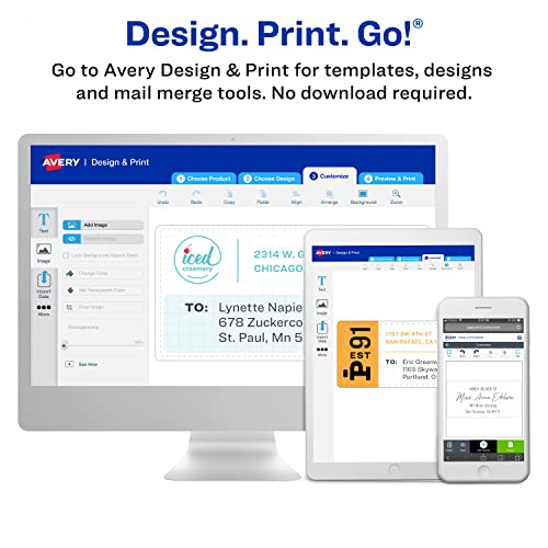 Avery Removable Labels, 4" x 6" Blank Labels, Laser/Inkjet Printable Labels, 40 Labels per Pack (5454)