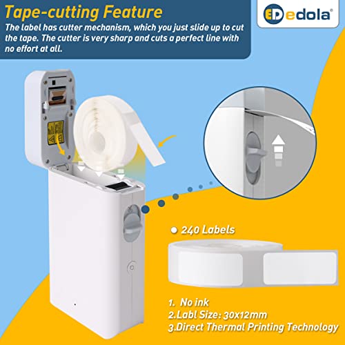 edola Label Maker Machine, Bluetooth Handheld Sticker Makers Machine with Tape, USB Rechargeable Mini Thermal Label Printer for iPhone Android, Sticker Printer Machine for Office Home Kitchen