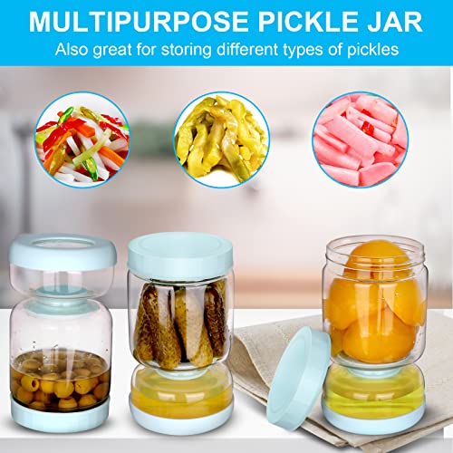 Homnoble Pickle and Olive Hourglass Jar with Strainer Flip for Pickle Juice Separator from Wet and Dry, Food-grade ABS Lid and BPA Free Hourglass Pickle Jar for Airtight Food Storage