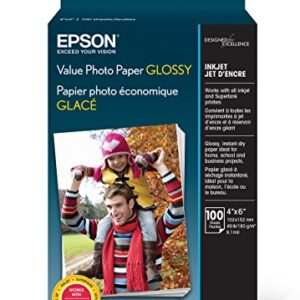 Epson Value Photo Paper Glossy, 4"x6", 100 Sheets (S400034)