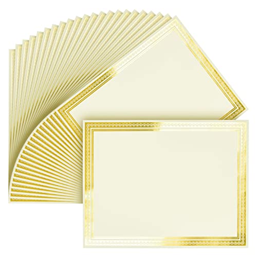 50 Sheets Blank Certificate Paper for Printing with Gold Foil Border for Graduation Diploma, Achievement Awards (8.5 x 11 in)