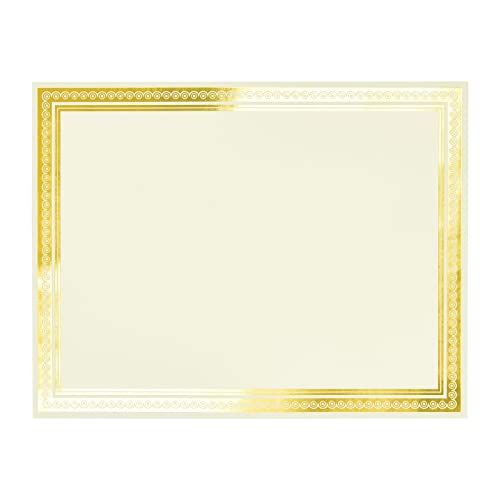 50 Sheets Blank Certificate Paper for Printing with Gold Foil Border for Graduation Diploma, Achievement Awards (8.5 x 11 in)