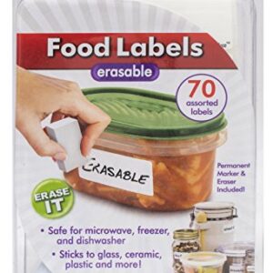 Jokari Label Erasable Food Labels with Markers, 70 Assorted Labels