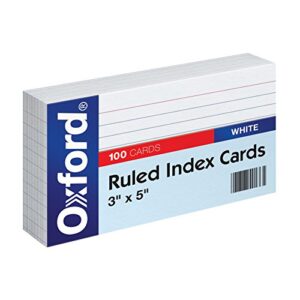 oxford ruled index cards, 3″ x 5″, white, 100-pack (31)