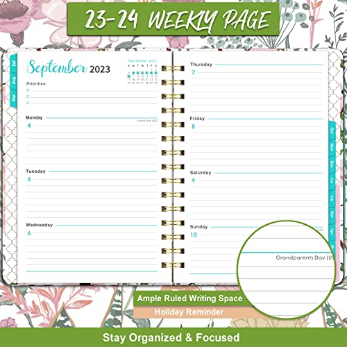 2023-2024 Planner – Jul 2023 – Jun 2024, Weekly ＆ Monthly Academic Planner 2023-2024, 6.4" x 8.5" with Tabs, Flexible Hardcover, Thick Paper, Strong Binding, Back Pocket, Inspirational Quotes ＆ Notes