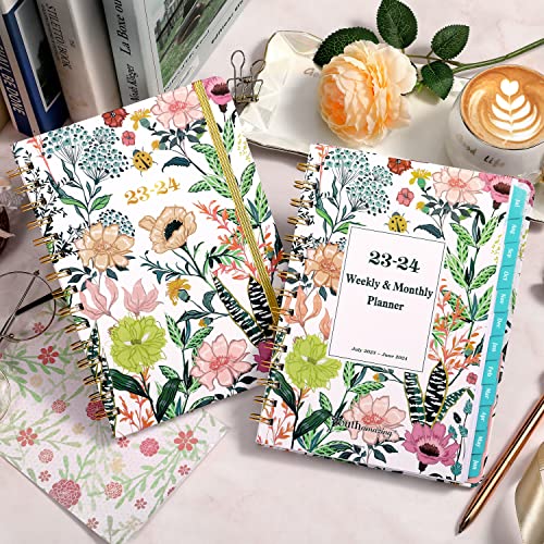 2023-2024 Planner – Jul 2023 – Jun 2024, Weekly ＆ Monthly Academic Planner 2023-2024, 6.4" x 8.5" with Tabs, Flexible Hardcover, Thick Paper, Strong Binding, Back Pocket, Inspirational Quotes ＆ Notes