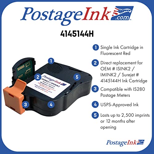 PostageInk.com ISINK2 / IMINK2 / Sure.Jet # 4145144H Non-OEM Ink Cartridge Replacement for IS280 and IM280 Machines