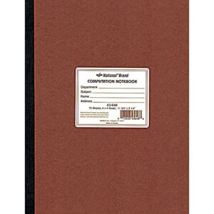 National Brand Computation Notebook, 4 X 4 Quad, Brown, Green Paper, 11.75 x 9.25 Inches, 75 Sheets (43648)