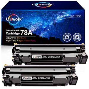 uniwork compatible toner cartridge replacement for hp 78a ce278a compatible with laserjet pro p1606dn, m1536dnf, p1566, p1560, p1606, m1536 printer tray (2 black)