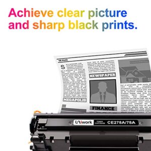 Uniwork Compatible Toner Cartridge Replacement for HP 78A CE278A Compatible with Laserjet Pro P1606dn, M1536dnf, P1566, P1560, P1606, M1536 Printer Tray (2 Black)