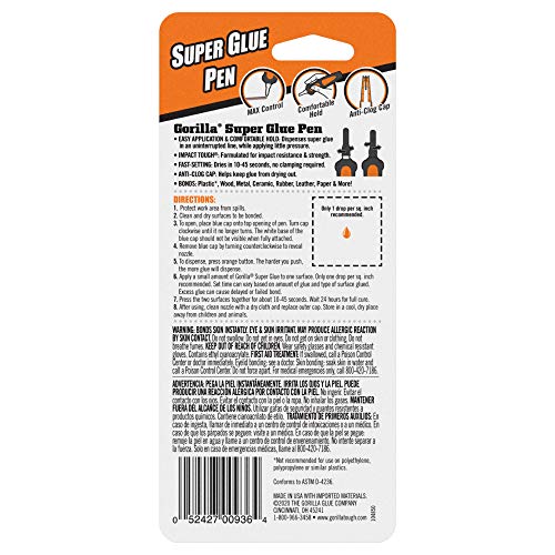 Gorilla Super Glue Pen, 6 Gram, Clear (Pack of 1)