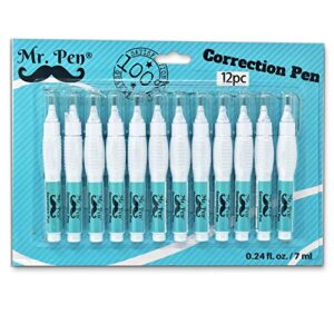 mr. pen- correction pen, correction fluid, pack of 12, correction liquid white, white correction fluid, white fluid, white out, wipe out liquid, wide out fluid, white correction tape pen fluid