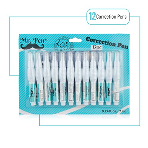 Mr. Pen- Correction Pen, Correction Fluid, Pack of 12, Correction liquid White, White Correction Fluid, White Fluid, White Out, Wipe Out Liquid, Wide Out Fluid, White Correction Tape Pen Fluid