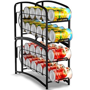 auledio stackable beverage can dispenser rack, storage organizer holder for canned food or pantry refrigerator,black(2 pack)