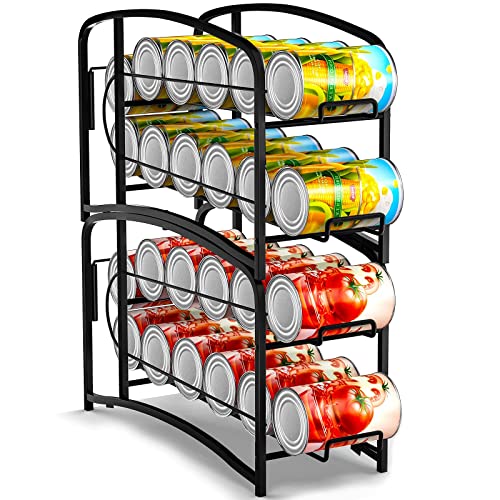 Auledio Stackable Beverage Can Dispenser Rack, Storage Organizer Holder for Canned food or Pantry Refrigerator,Black(2 Pack)