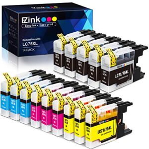 e-z ink (tm) compatible ink cartridge replacement for brother lc75 lc71 lc79 xl to use with mfc-j6510dw mfc-j6710dw mfc-j6910dw mfc-j280w mfc-j425w (5 black, 3 cyan, 3 magenta, 3 yellow) 14 pack