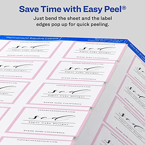 Avery Printable Blank Square Labels, 1.5" x 1.5", Matte White, 600 Customizable Labels (22805)