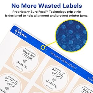 Avery Printable Blank Square Labels, 1.5" x 1.5", Matte White, 600 Customizable Labels (22805)