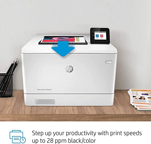 HP Laserjet Pro M454dw Wireless Color Laser Printer (W1Y45A), Print Only, 28ppm, 600x600 dpi, Duplex Printing, 2.7" Color Touchscreen Display, Auto On/Off Technology, Wi-Fi, Lanbertent Printer Cable