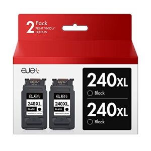 ejet remanufactured 240xl black ink cartridge replacement for canon pg-240xl black ink cartridge for pixma mg3620 mg2120 mg3520 ts5120 mx452 mx512 mx532 mx472 mg3120 mg4120 mx432 printer (2 black)