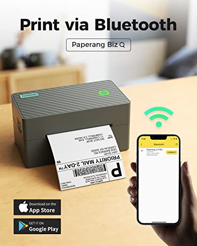 paperang - Bluetooth & USB Thermal Printer for Shipping Label (4 x 6 in), 203 DPI Portable Sticker Maker, Wireless Printing from iOS & Android Phone via App, Connect Mac & Windows OS with USB