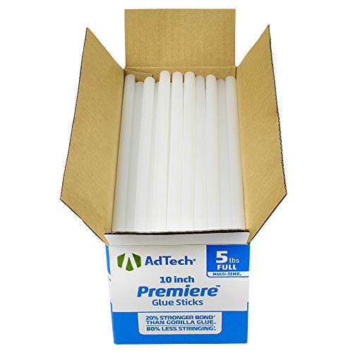 AdTech Premiere Hot Glue Sticks 10" Full Size, White, 85 Sticks