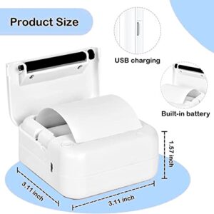 Portable Pocket Printer, Mini Bluetooth Thermal Mobile Printers with 10 Rolls Printing Paper and 5 Colored Pens Compatible with Android iOS, Inkless Printing Gift for Study Office Receipt Photo Notes