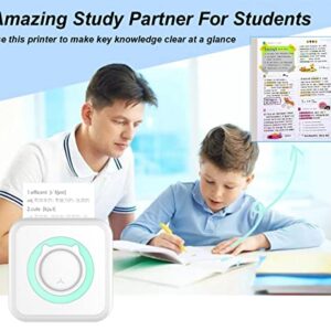 Portable Pocket Printer, Mini Bluetooth Thermal Mobile Printers with 10 Rolls Printing Paper and 5 Colored Pens Compatible with Android iOS, Inkless Printing Gift for Study Office Receipt Photo Notes