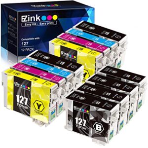 e-z ink (tm remanufactured ink cartridge replacement for epson 127 t127 to use with nx530 625 wf-3520 wf-3530 wf-3540 wf-7010 wf-7510 7520 545 645 (6 large black, 2 cyan, 2 magenta, 2 yellow) 12pack