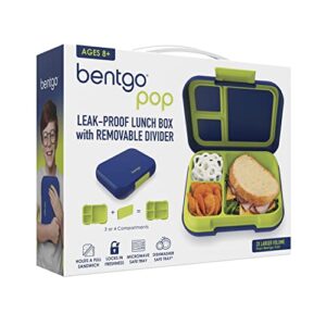 Bentgo® Pop - Leak-Proof Bento-Style Lunch Box with Removable Divider for 3-4 Compartments - Perfect for Kids 8+ and Teens, Microwave/Dishwasher Safe, BPA-Free & Sustainable (Navy Blue/Chartreuse)