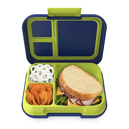 Bentgo® Pop - Leak-Proof Bento-Style Lunch Box with Removable Divider for 3-4 Compartments - Perfect for Kids 8+ and Teens, Microwave/Dishwasher Safe, BPA-Free & Sustainable (Navy Blue/Chartreuse)