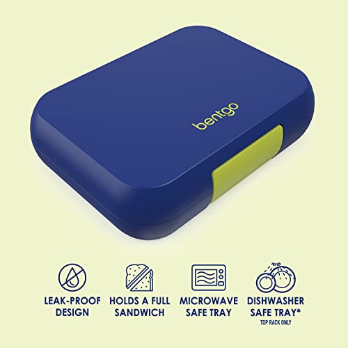 Bentgo® Pop - Leak-Proof Bento-Style Lunch Box with Removable Divider for 3-4 Compartments - Perfect for Kids 8+ and Teens, Microwave/Dishwasher Safe, BPA-Free & Sustainable (Navy Blue/Chartreuse)