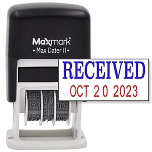 maxmark self-inking rubber date office stamp with received phrase blue ink & date red ink (max dater ii), 12-year band