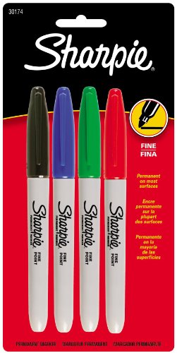 "Sharpie Fine Point Permanent Markers 4/Pkg-Red, Blue, Black, Green"