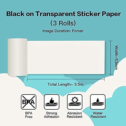 Phomemo M02 Pro Mini Thermal Printer- Bluetooth Photo Printer with 3 Rolls Transparent Sticker Paper, Compatible with iOS + Android for Plan Journal, Study Notes, Art Creation, Work, Gift, White