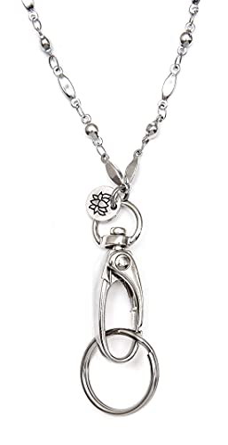 Stainless Steel Chain Women's Lanyard, Stronger, Made in USA, Badge Holder 34 inches, - Stainless Steel - Non Breakaway