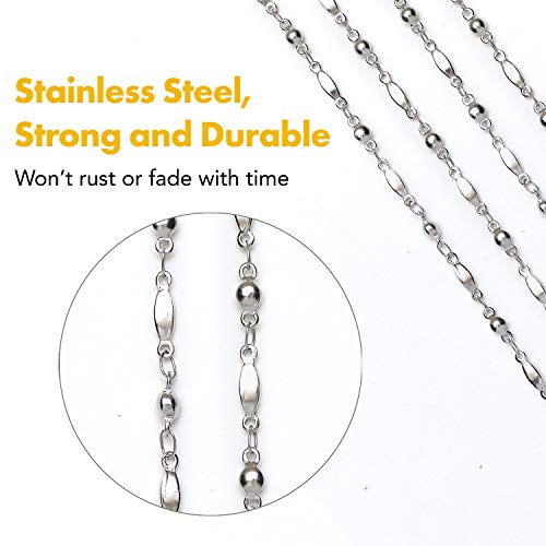 Stainless Steel Chain Women's Lanyard, Stronger, Made in USA, Badge Holder 34 inches, - Stainless Steel - Non Breakaway